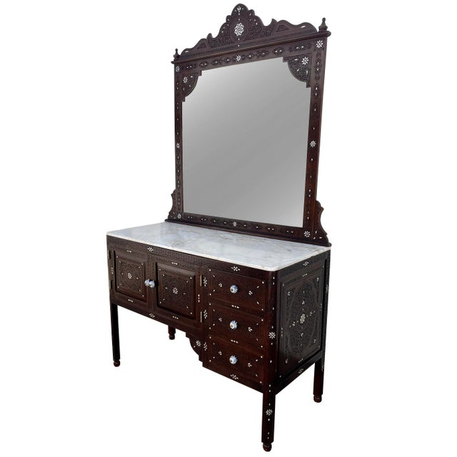 Hand Carved Vanity With Mirror | Chairish