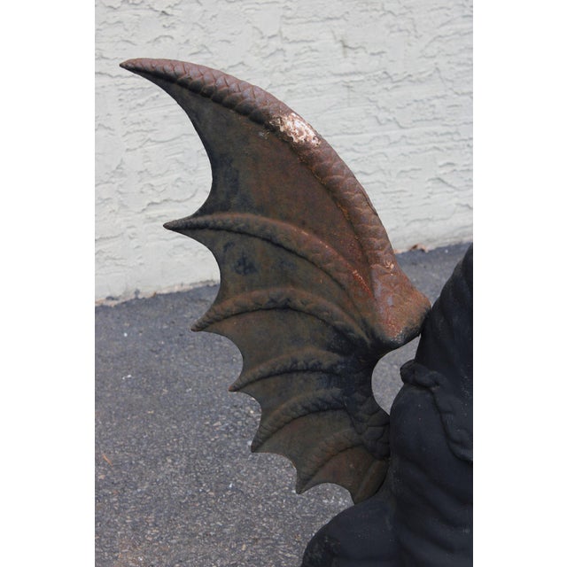 Early 20th Century Large Cast Iron Gargoyle Statue | Chairish