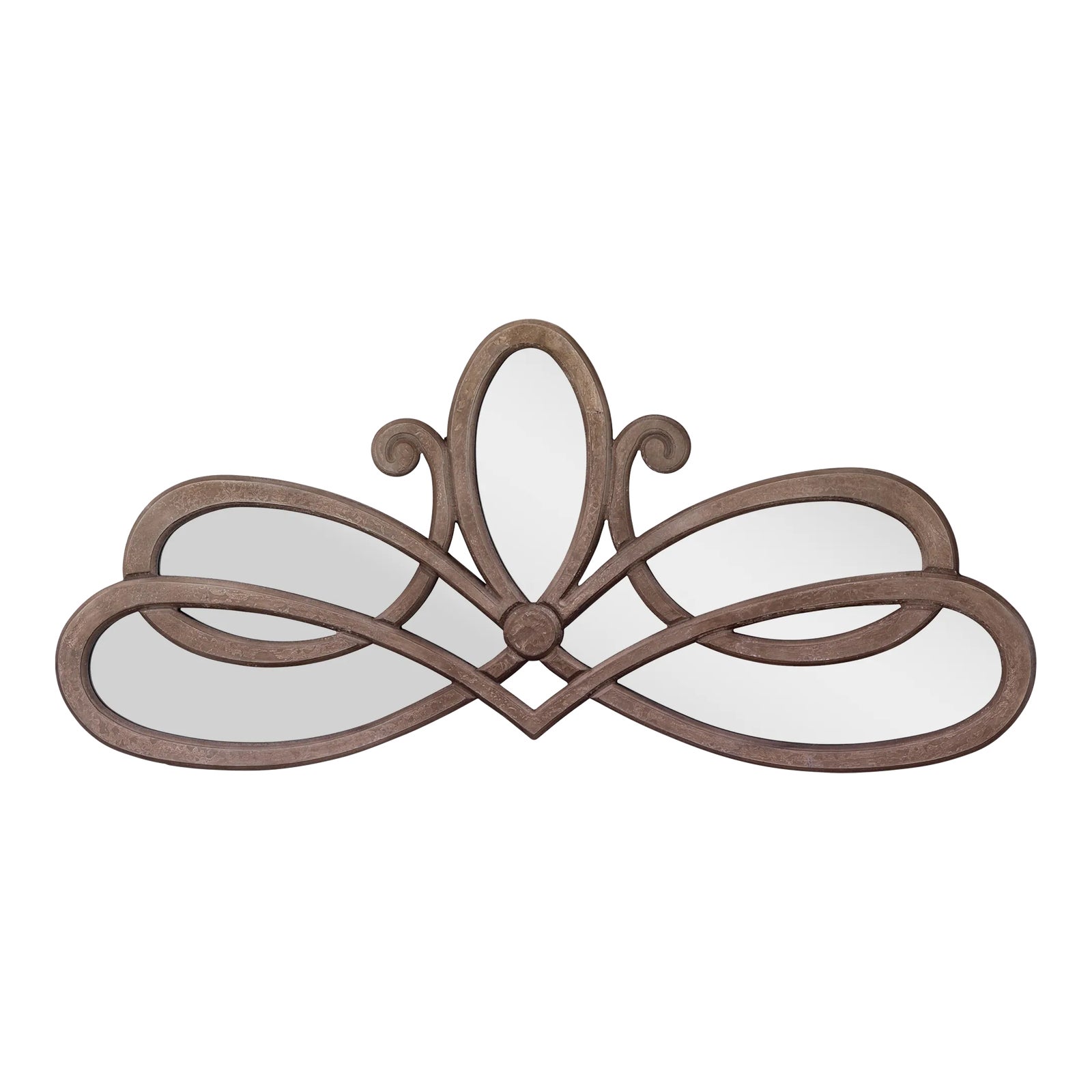 Scroll Mirror in Distressed Grey Wood | Chairish