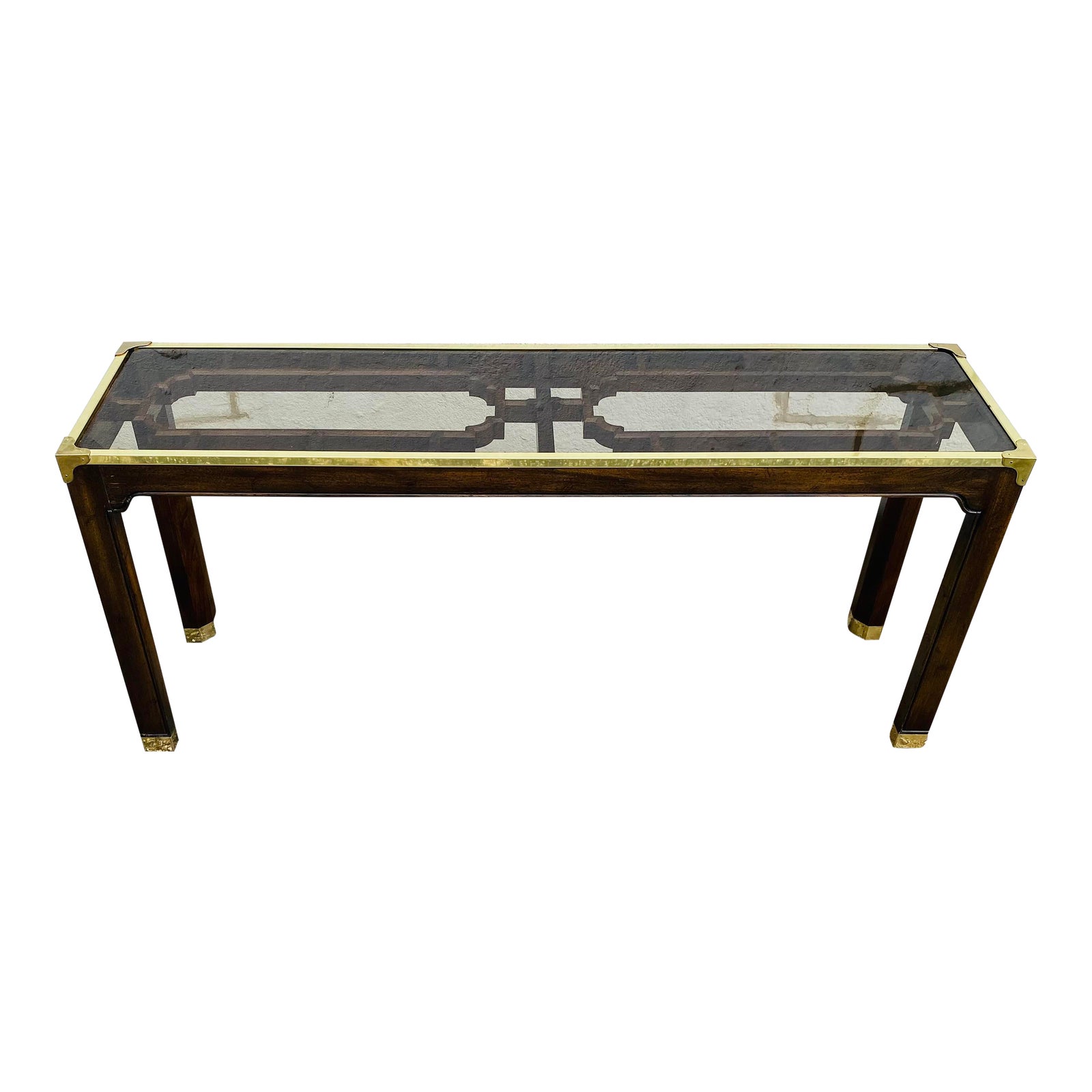 1960s Vintage Campaign Style Console Table | Chairish