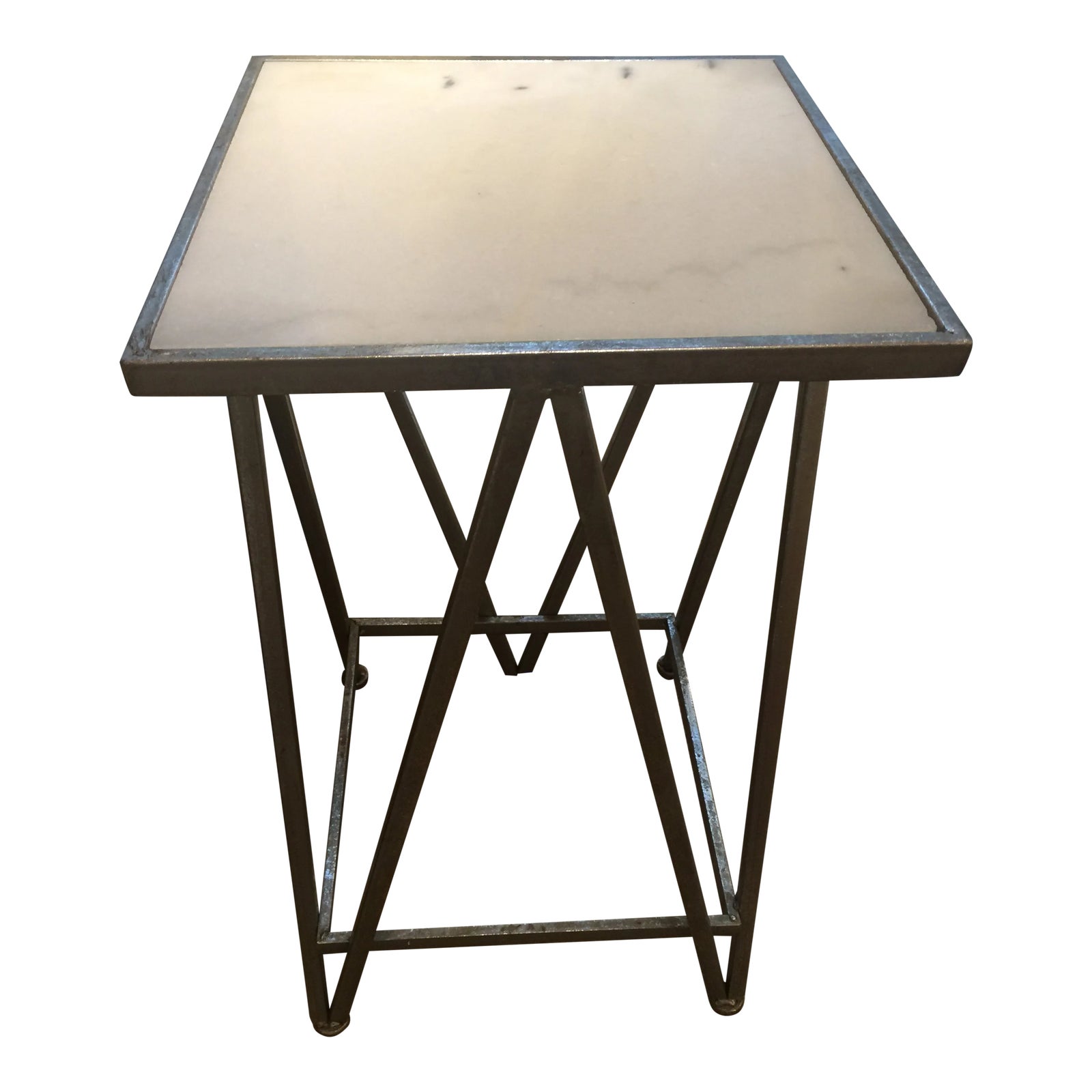 1980s Modern Marble and Metal Stand/Side Table | Chairish