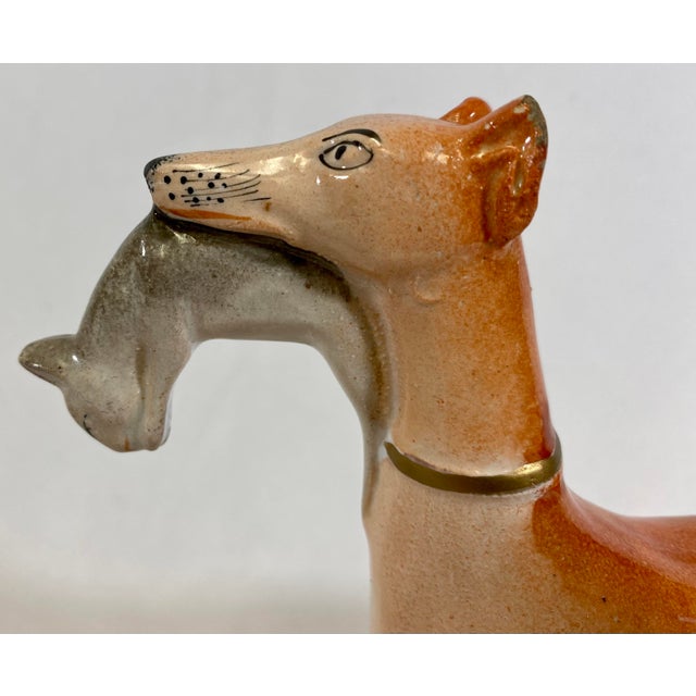 Antique Right Facing Staffordshire Greyhound Dog With Rabbit/ Hare ...