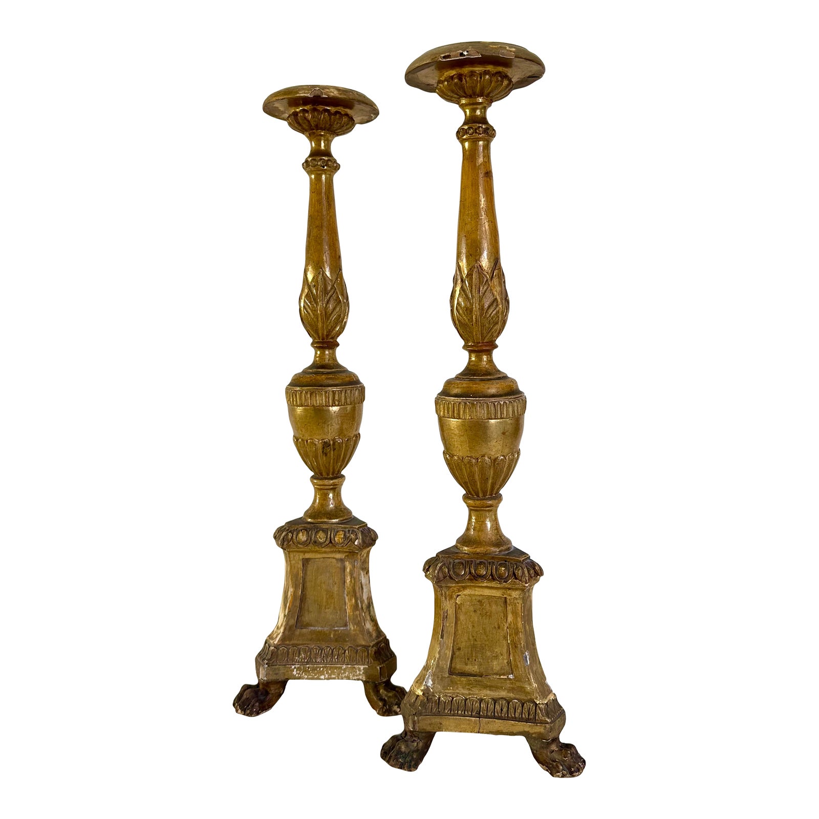 Pair of Mid 19th Century French Water Gilt Gold Candlesticks Prickets ...