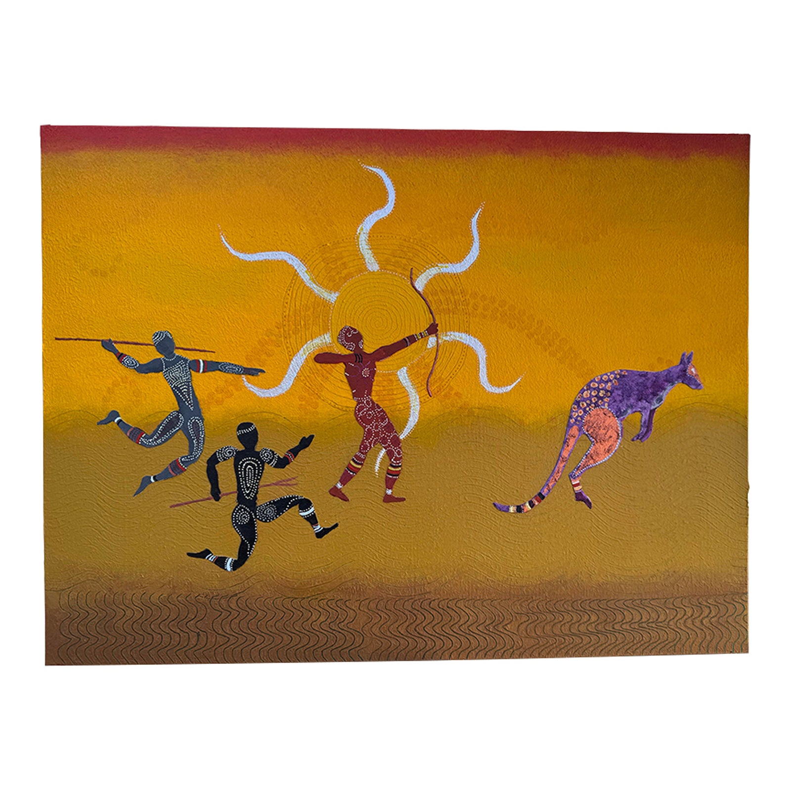 Aboriginal Style Tribal Painting | Chairish