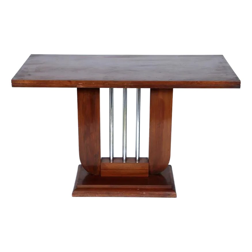 Austrian Chrome Lyre Base Flip Top Table | Chairish