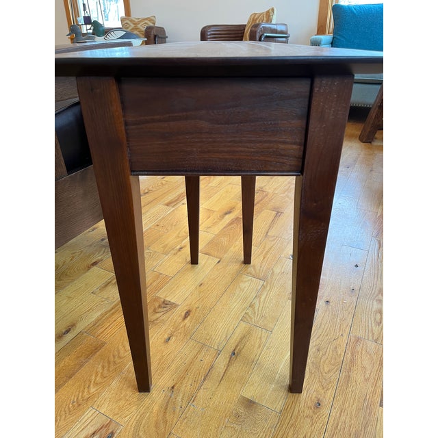 Custom Black Walnut Wing Side Table With Drawer | Chairish