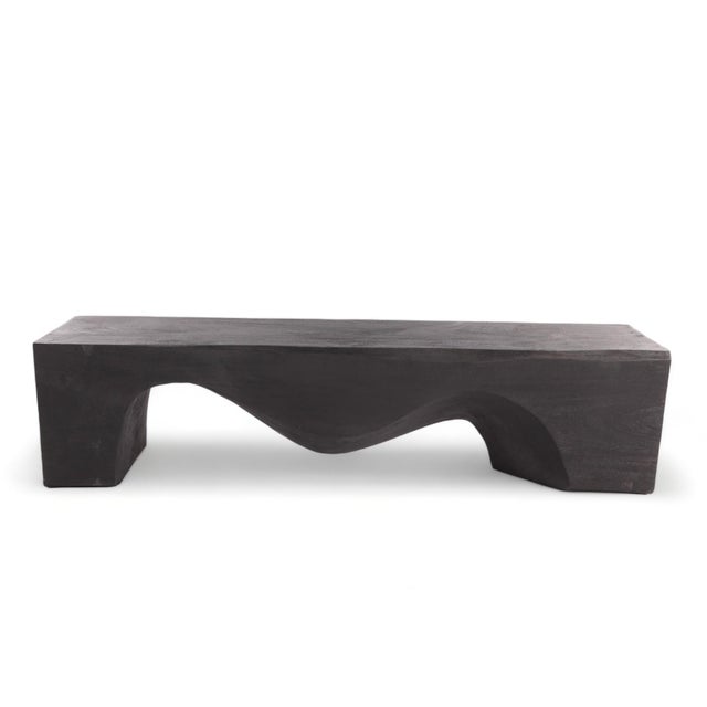 71" Inch Long Modern Black Sculpture Bench - 4 | Chairish