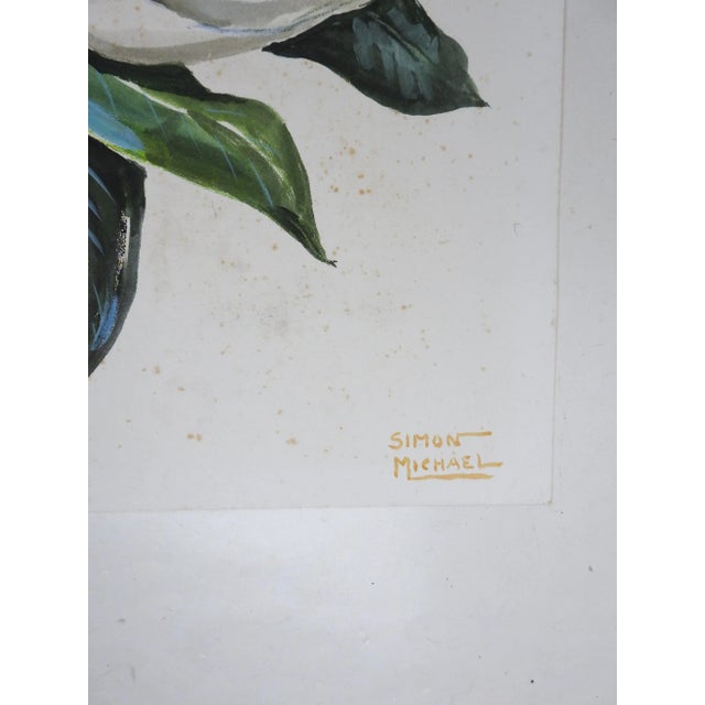 Vintage Magnolia Simon Michael Watercolor Painting | Chairish