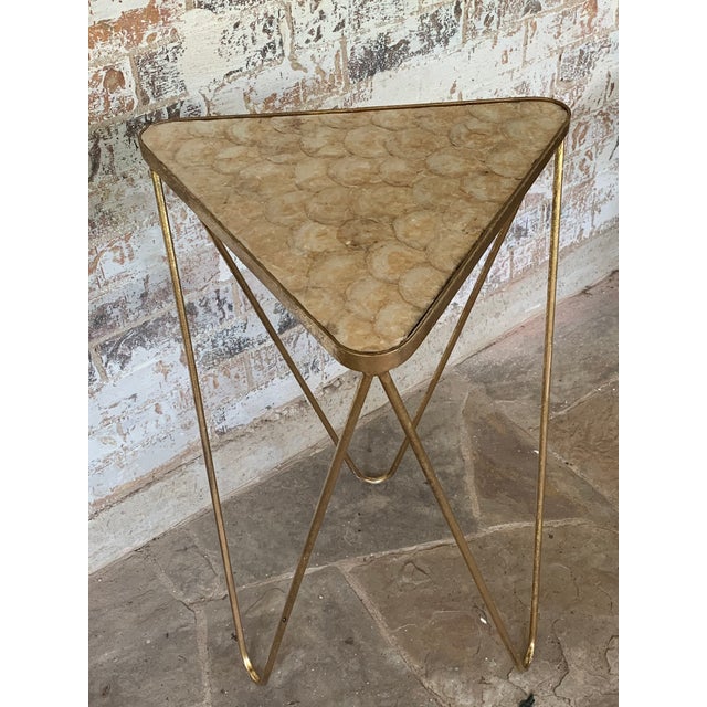 Vintage Hollywood Regency Capiz Shell Accent Table With Hairpin Legs ...