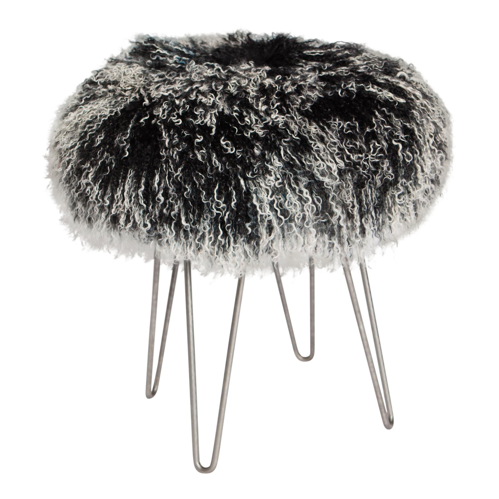Tipped Black Curly Hairpin Stool | Chairish