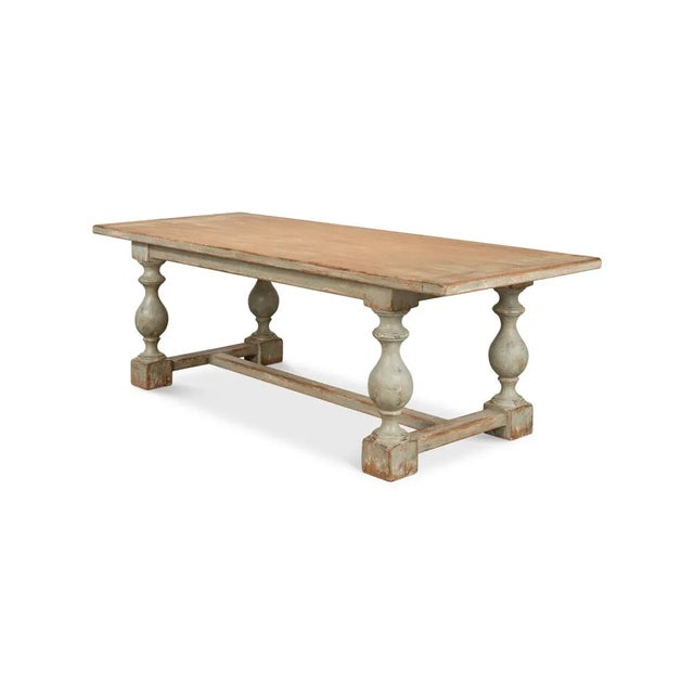 Country Antique Sage Dining Table | Chairish