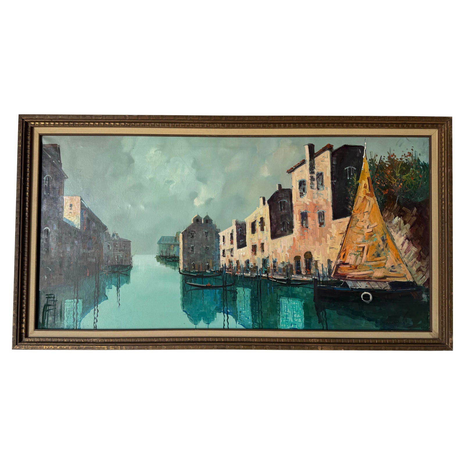 Large Vintage Marcello Classic Grand Canal Venice Landscape Oil ...