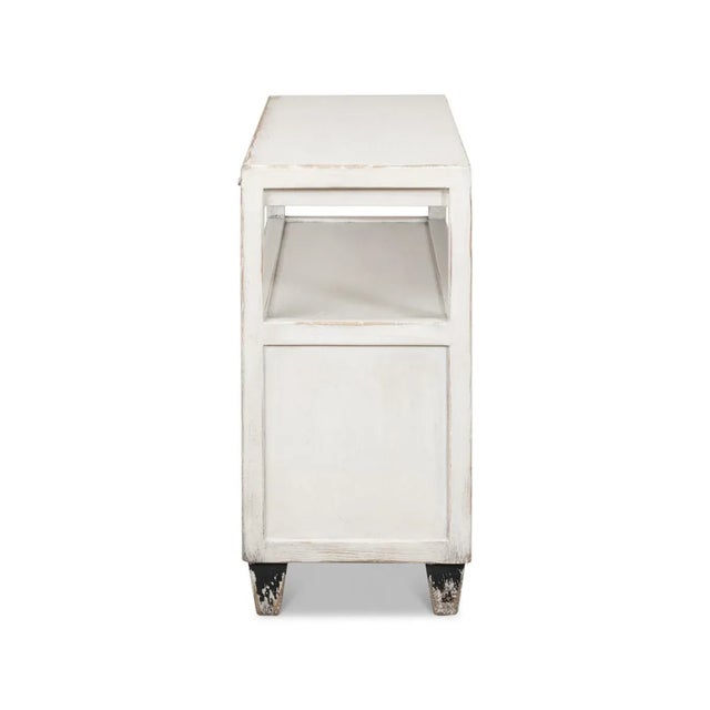 Rustic Antiqued White Stand | Chairish