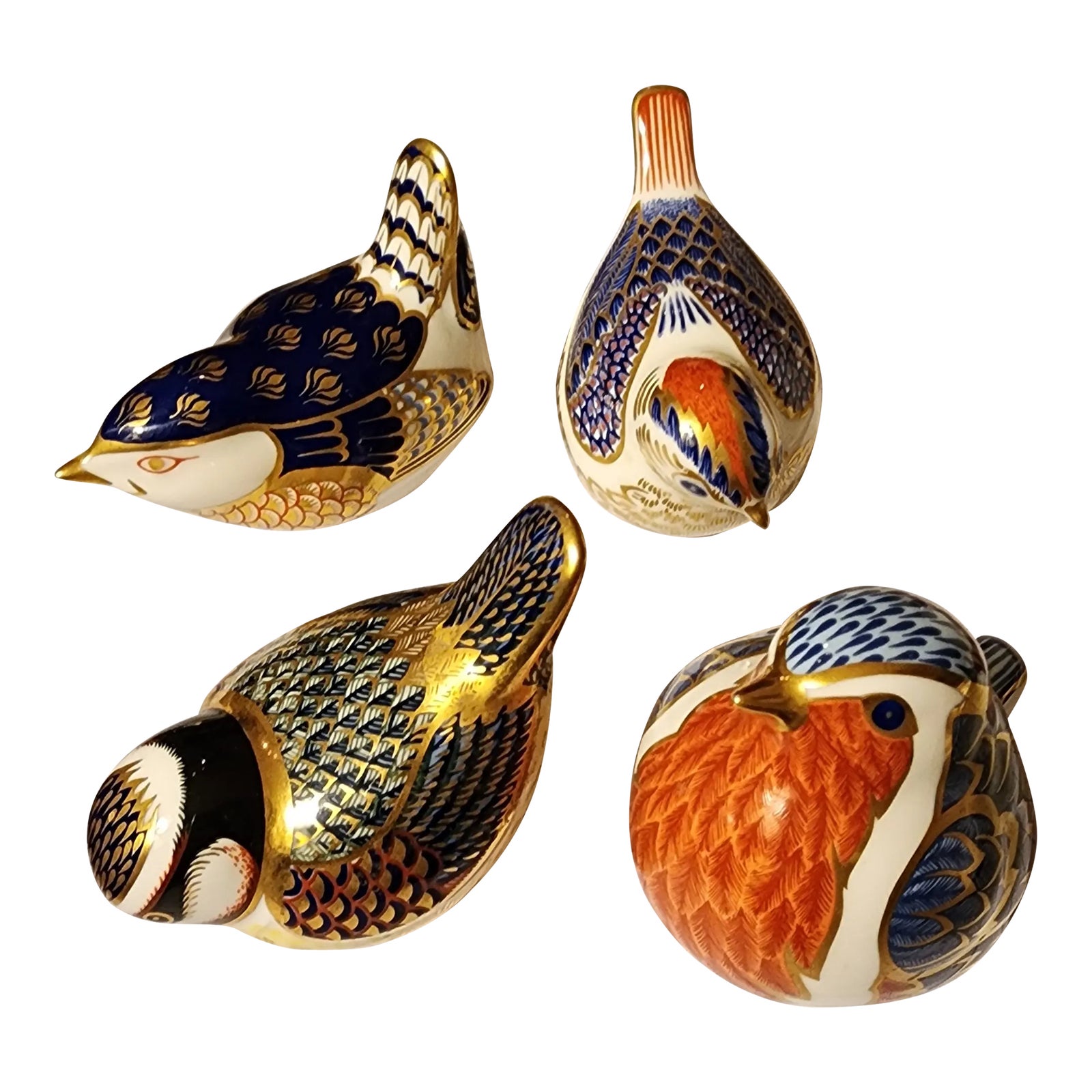 Porcelain Royal Crown Derby Birds Four | Chairish