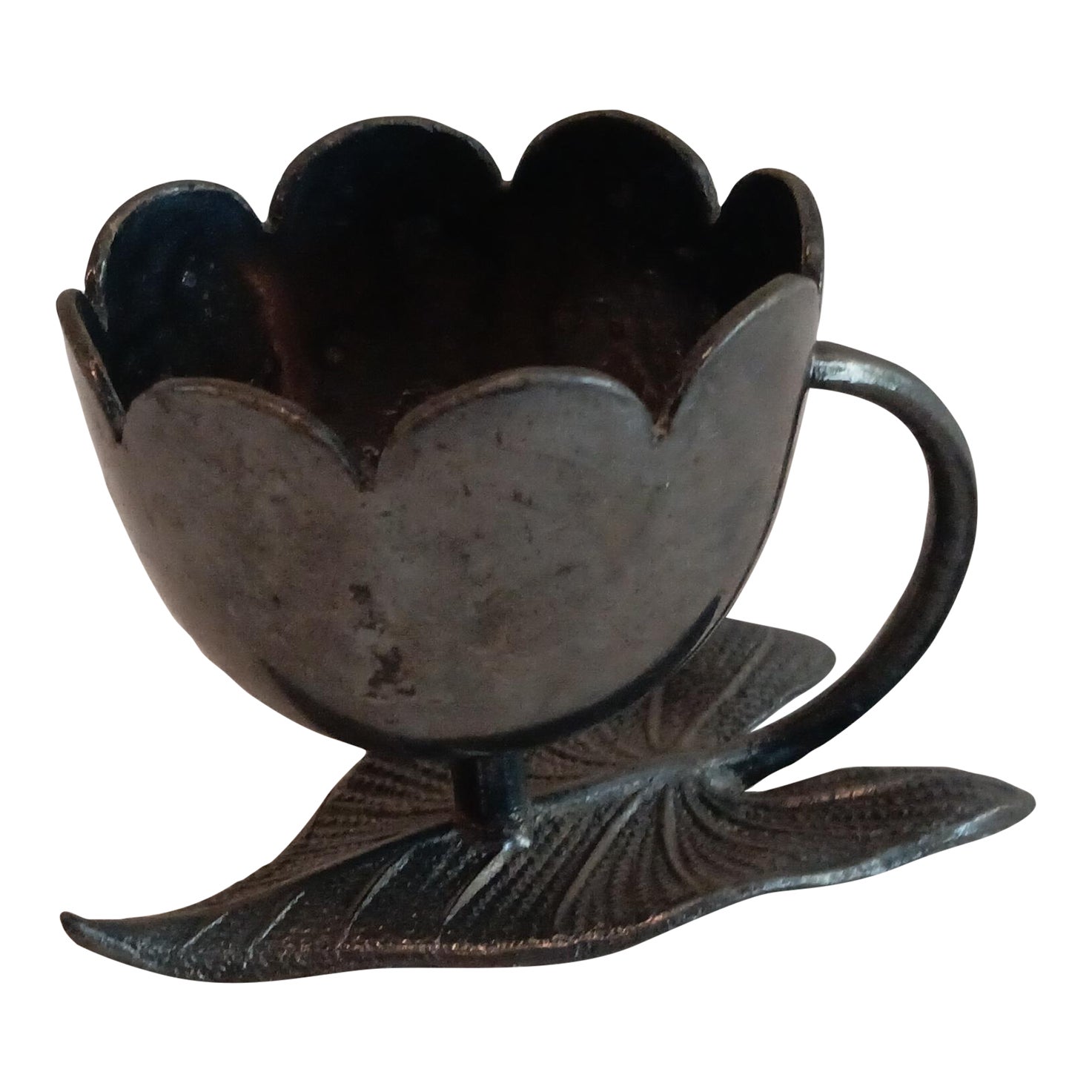 Vintage Silver Plate Open Salt Cellar Flowers on Leaf | Chairish