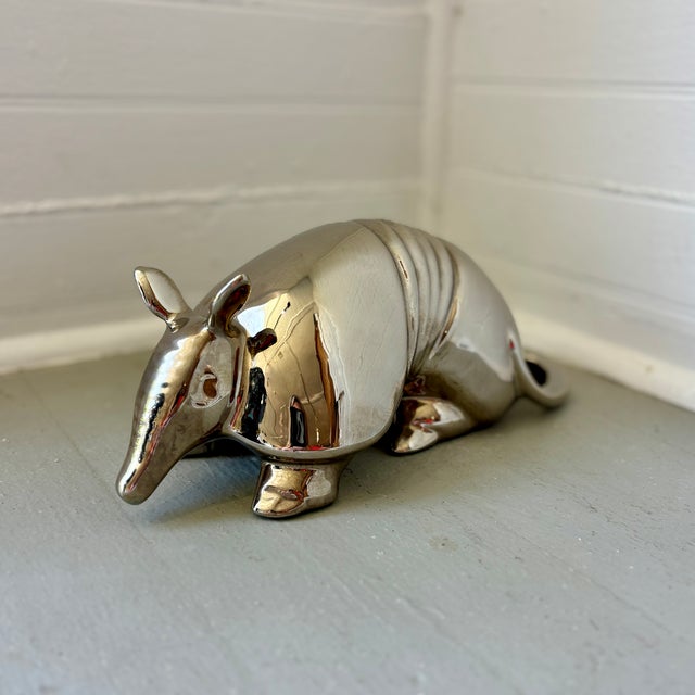 1960s Vintage Jaru Silver Ceramic Armadillo Sculpture | Chairish