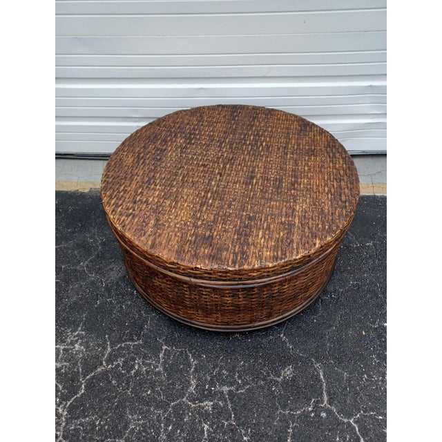 Late 20th Century Coastal Wicker Storage Coffee Table | Chairish