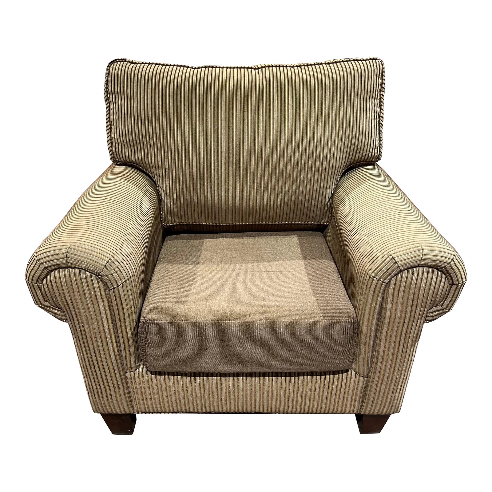 Broyhill Bronze Tone Striped Fabric Chair | Chairish