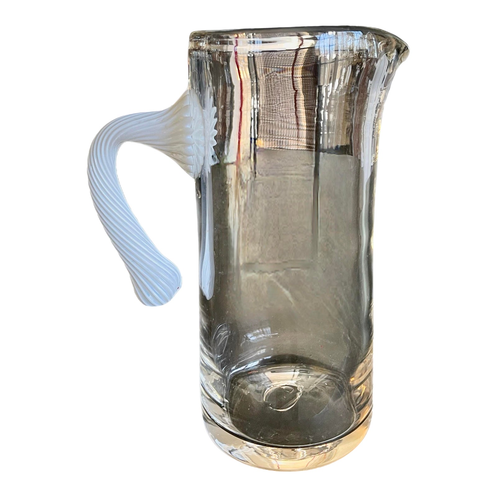 French Modern Lalique Style Glass Pitcher | Chairish