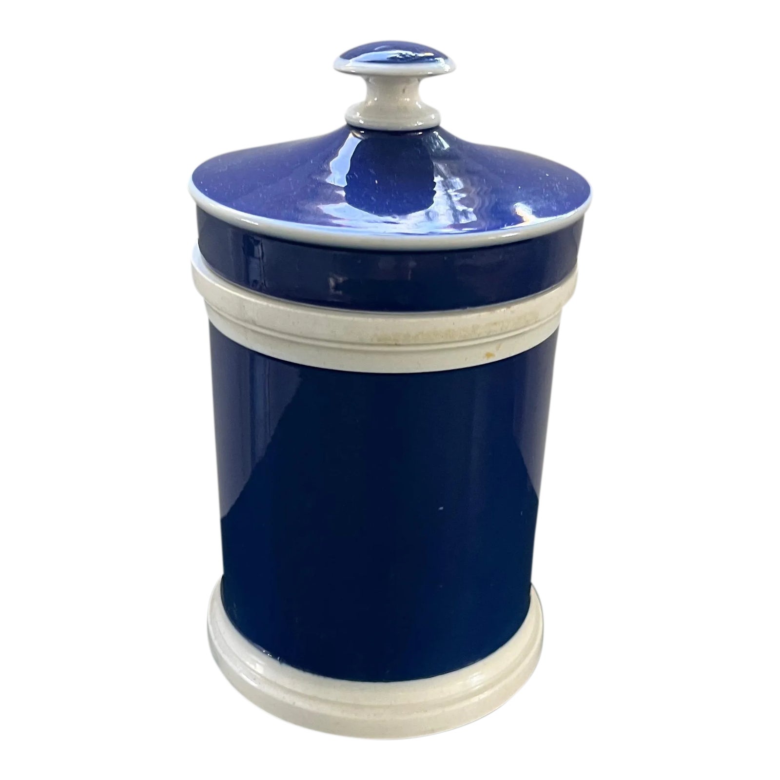 Antique 19th Century French Bright Blue Pottery Apothecary Jar | Chairish