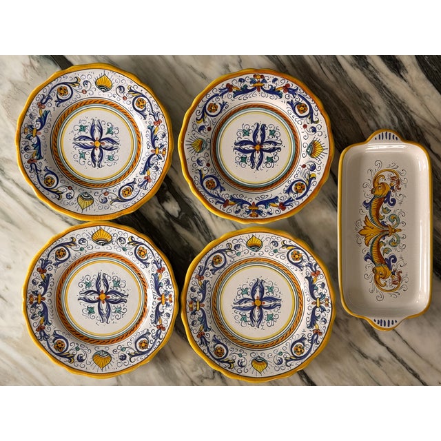 Made in Florence, Italy Deruta Salad Plates & Serving Dish - 5 Pieces ...