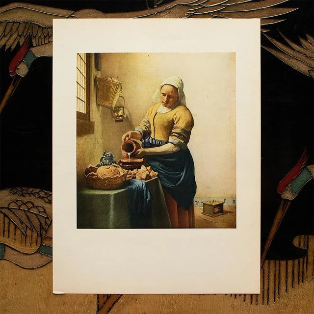 1954 After Jan Vermeer "The Milkmaid", Vintage Full-Color Print | Chairish