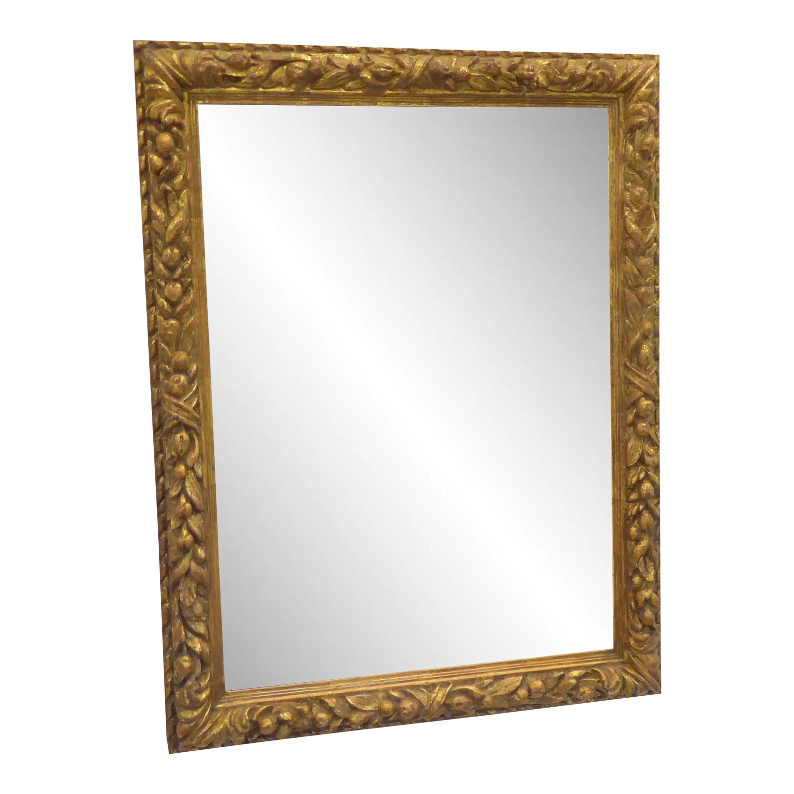 Vintage Carved Wood Italian Fruit Mirror | Chairish