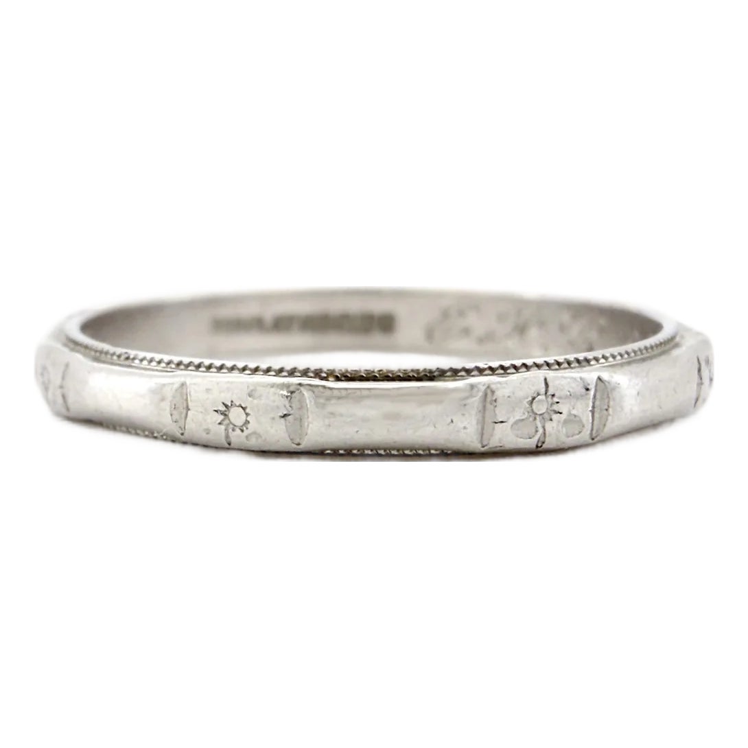 Antique Art Deco Platinum Engraved Orange Blossom Band, Feb. 20, 1925 ...