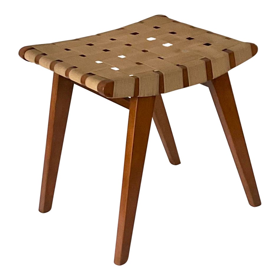 Early 1950s Attributed to Jens Risom for Florence Knoll Stool With Webbed Seat | Chairish