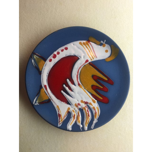 Vintage Studio Blue Hanging Rooster Plate | Chairish