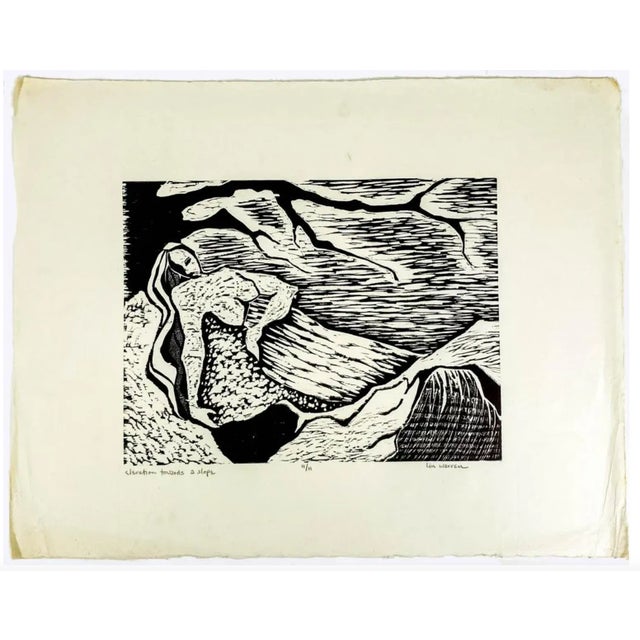 Lin Warren Elevation Toward a Slope Woodblock | Chairish