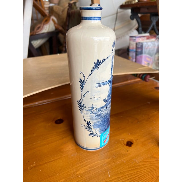 1970’s Blue Delft Bols Windmill Decanter Liquor Bottle | Chairish