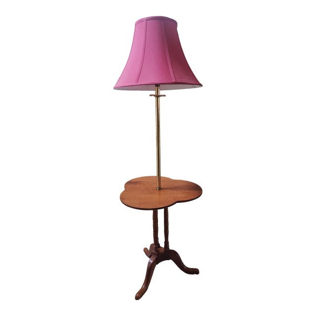 Vintage Clover Leaf Floor Lamp Table With Side Table | Chairish