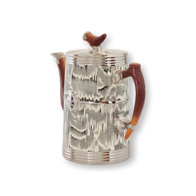 1930s Silver Shield Faux Bois Coffee Pot | Chairish