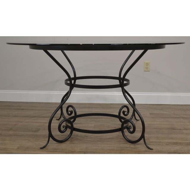 Charleston Forge Etrusche Iron Round Glass Top Dining Table 4 Chairs