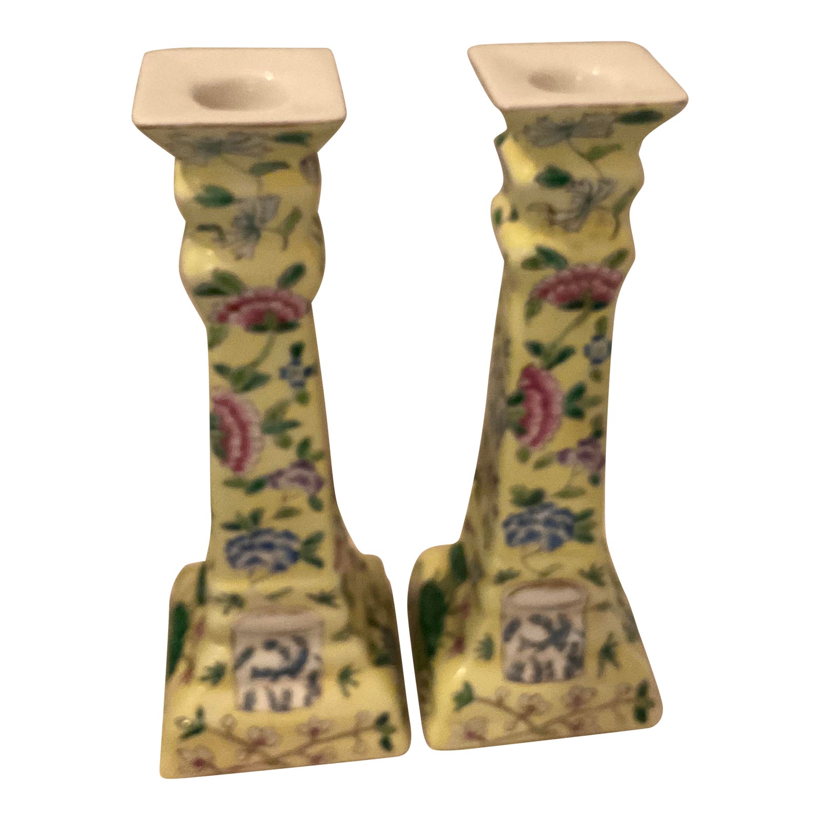 Ceramic Decorative Candlesticks- a Pair | Chairish