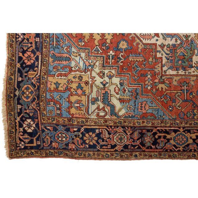 Room Size Antique Persian Heriz Designed Wool Rug Handmade in Rust ...