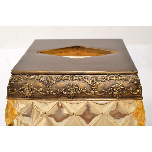 Vintage Gold Resin Lucite Tissue Box Cover | Chairish