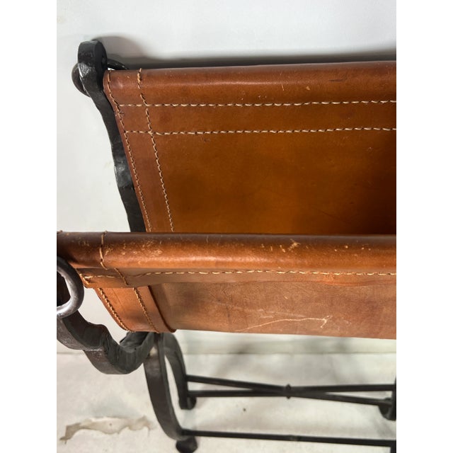 Antique Morgan Colt Style Wrought-Iron and Leather Folding Curule Stool ...