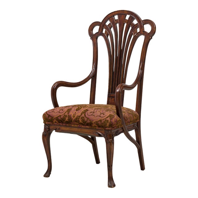 Eugene Gaillard Art Nouveau French Mahogany Upholstered Armchair | Chairish