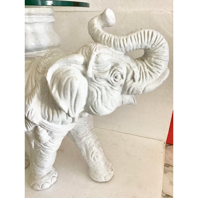 White Elephant Glazed Terra Cotta Cocktail Table With Glass Top | Chairish