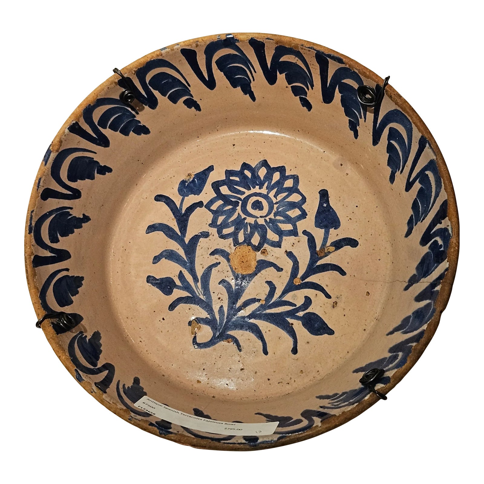 Mid 19th Century Spanish Ceramic Fajalauza Bowl From Granada | Chairish