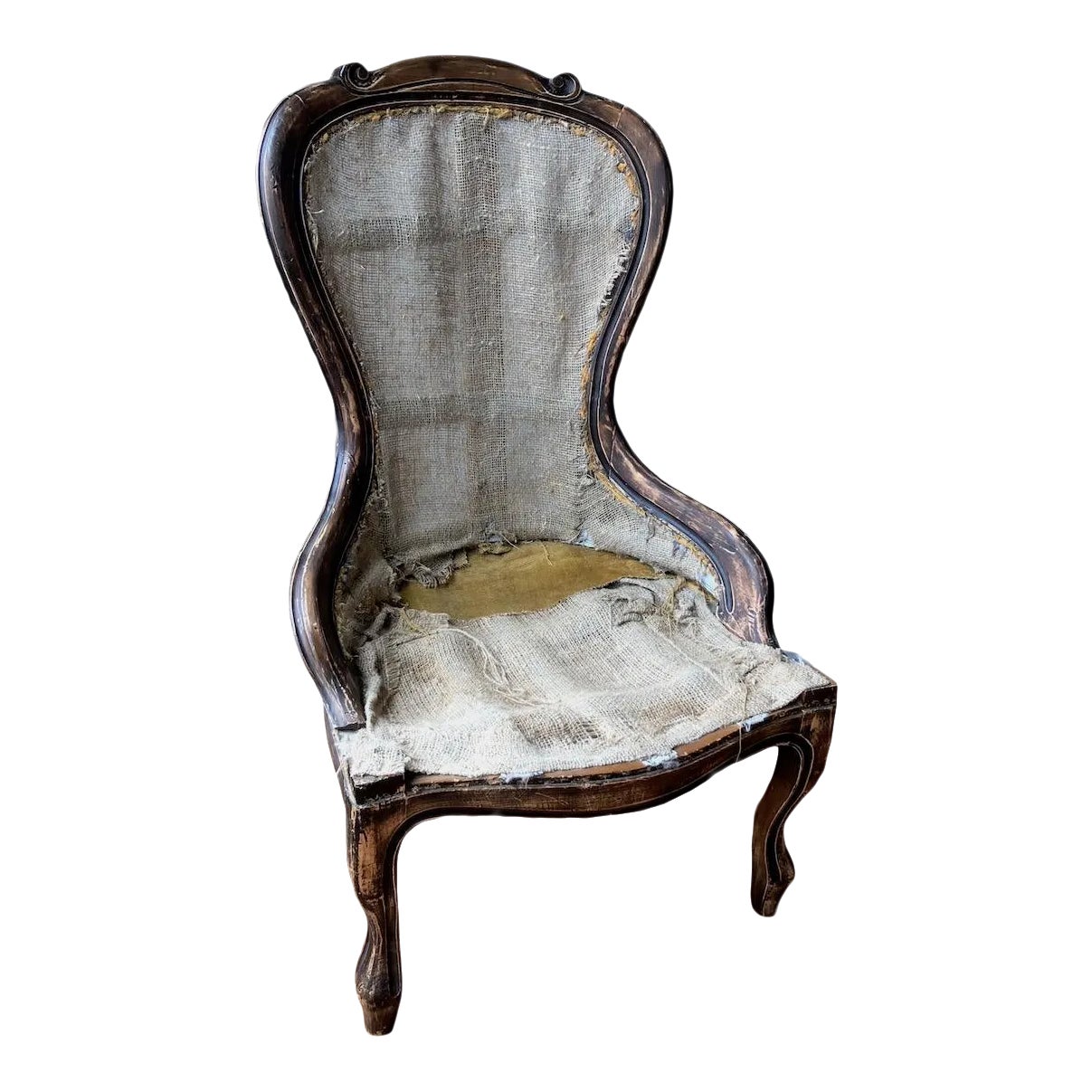 Italian Carved Chair Frame Covered in Hessian Scrim | Chairish
