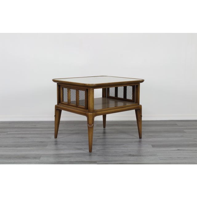 Mid-Century Two-Tiered Walnut Side Table | Chairish