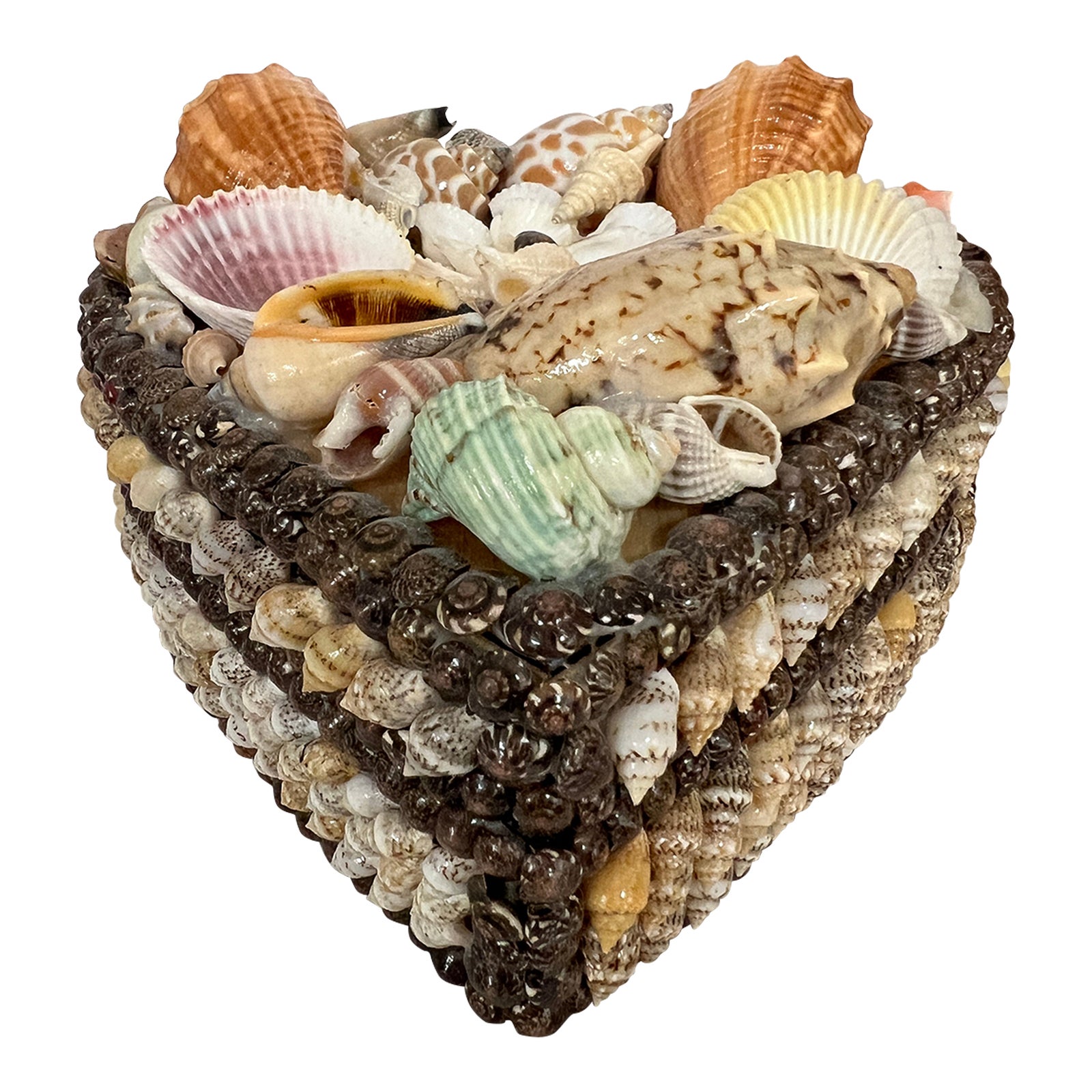 Vintage Heart Shaped Sea Shell Box | Chairish