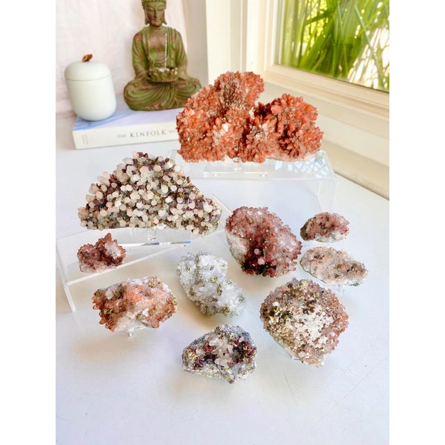 Red Hematite Quartz Pyrite Gold Chalcopyrite Crystal Cluster Display ...