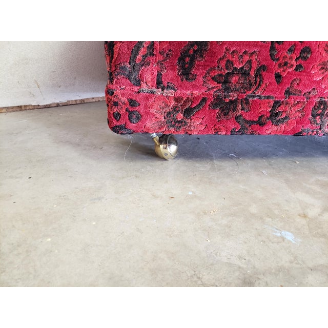 Mid-Century Modern Spanish Revival Red Velvet Sofa | Chairish