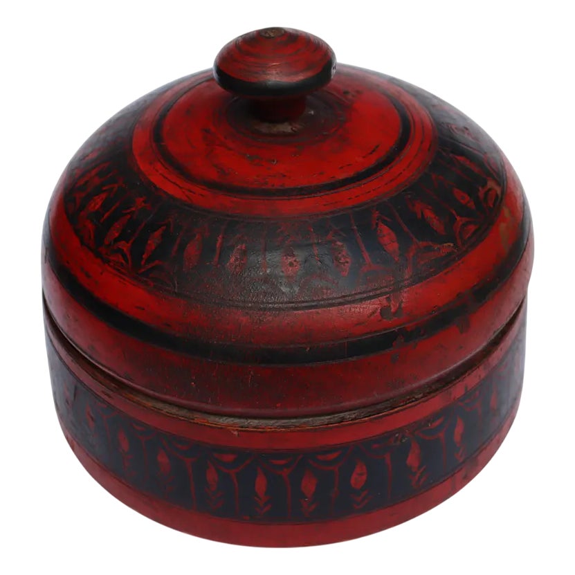 Handpainted Wooden Lacquerware Spice Box, 1950s | Chairish