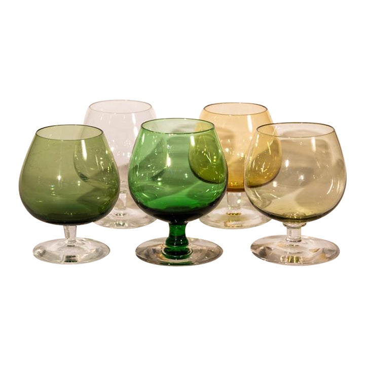 Vintage Set Of 5 Mismatched Colourful Stemmed Glasses Chairish