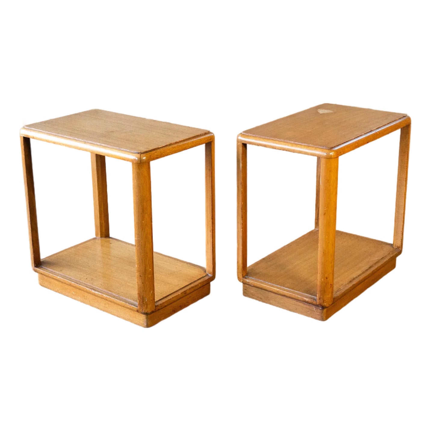 Vintage Edward Wormley for Dunbar Amber Side Tables - A Pair | Chairish